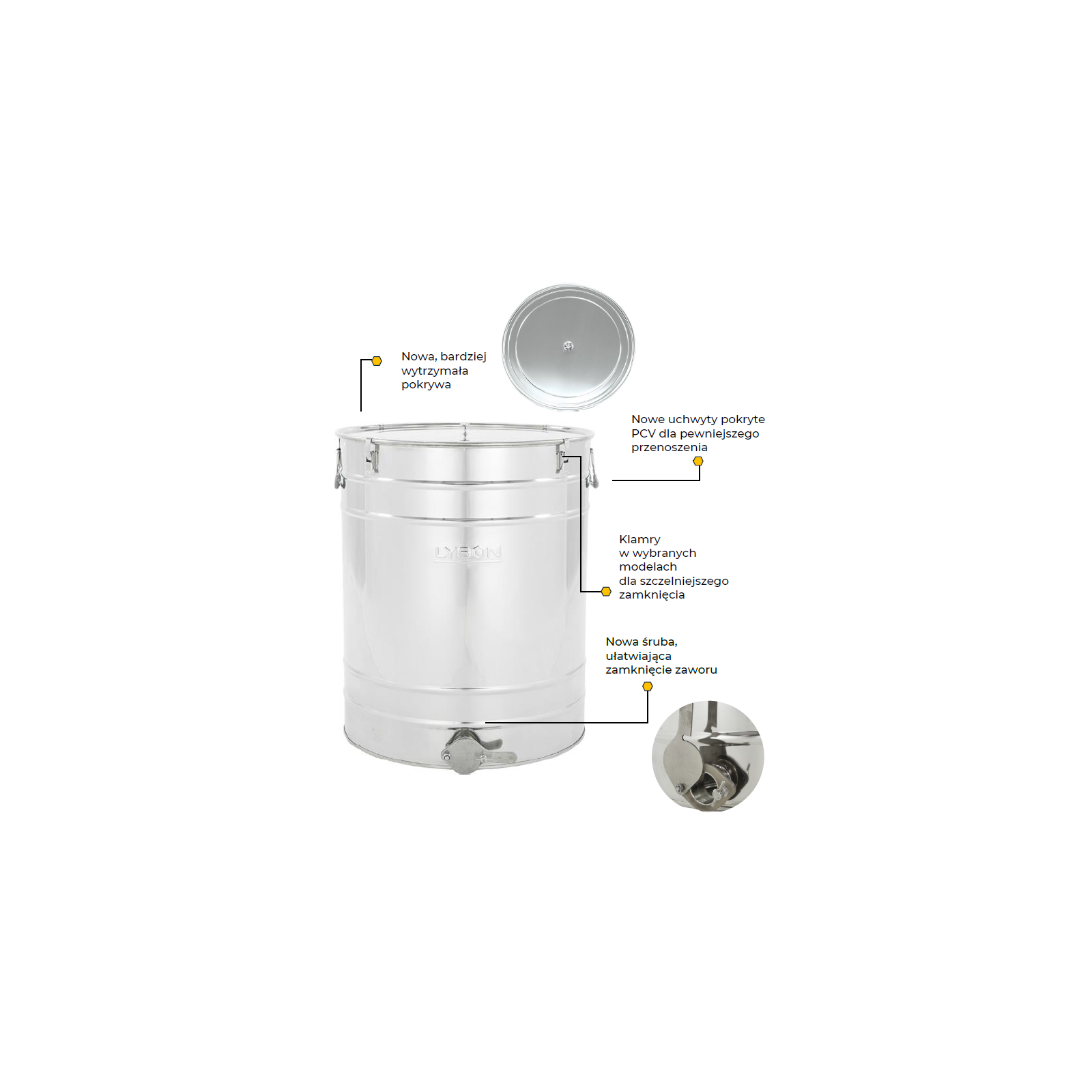 Maturator din inox 150 l, canea inox, cleme prindere capac si garnitura ...